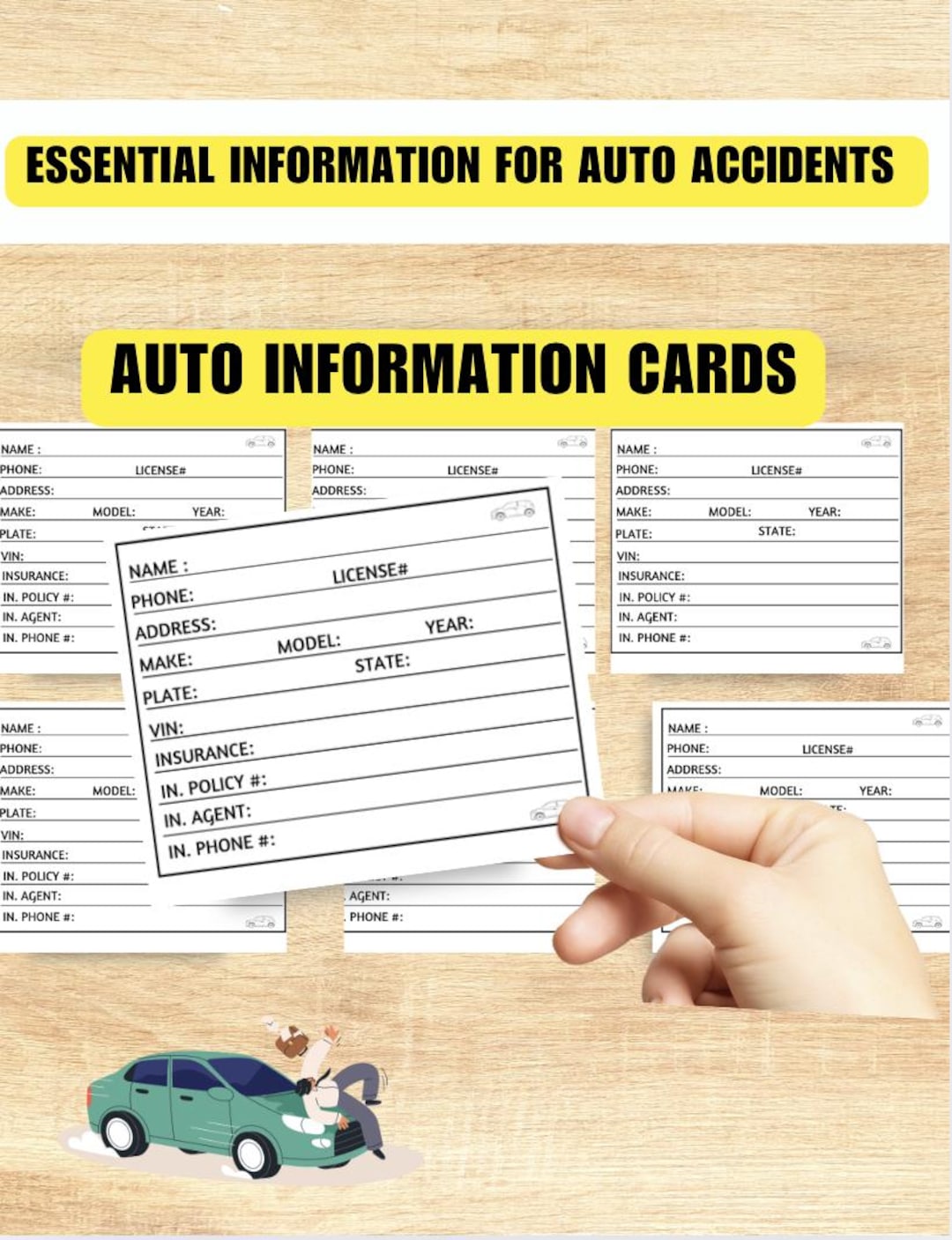 Car Accident Information Exchange Card: Printable PDF for Glove ...