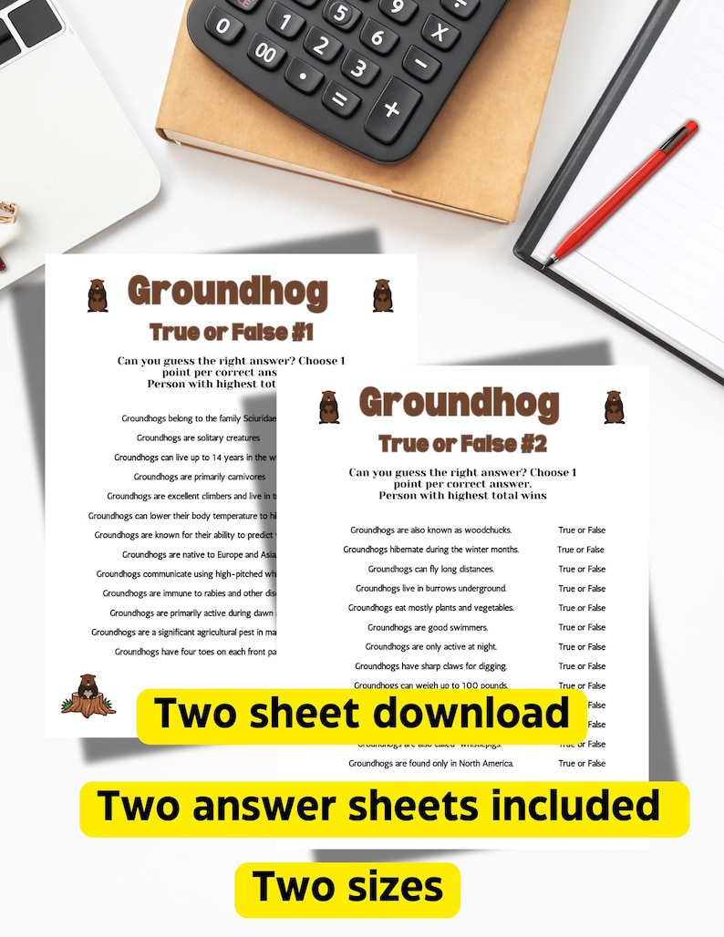 Groundhog Day Trivia Game: Kids & Adult True or False (printable PDF ...