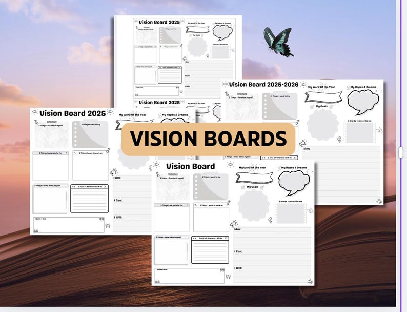 Printable Vision Board 2025-26: Goal Setting, Inspiration, Vision ...