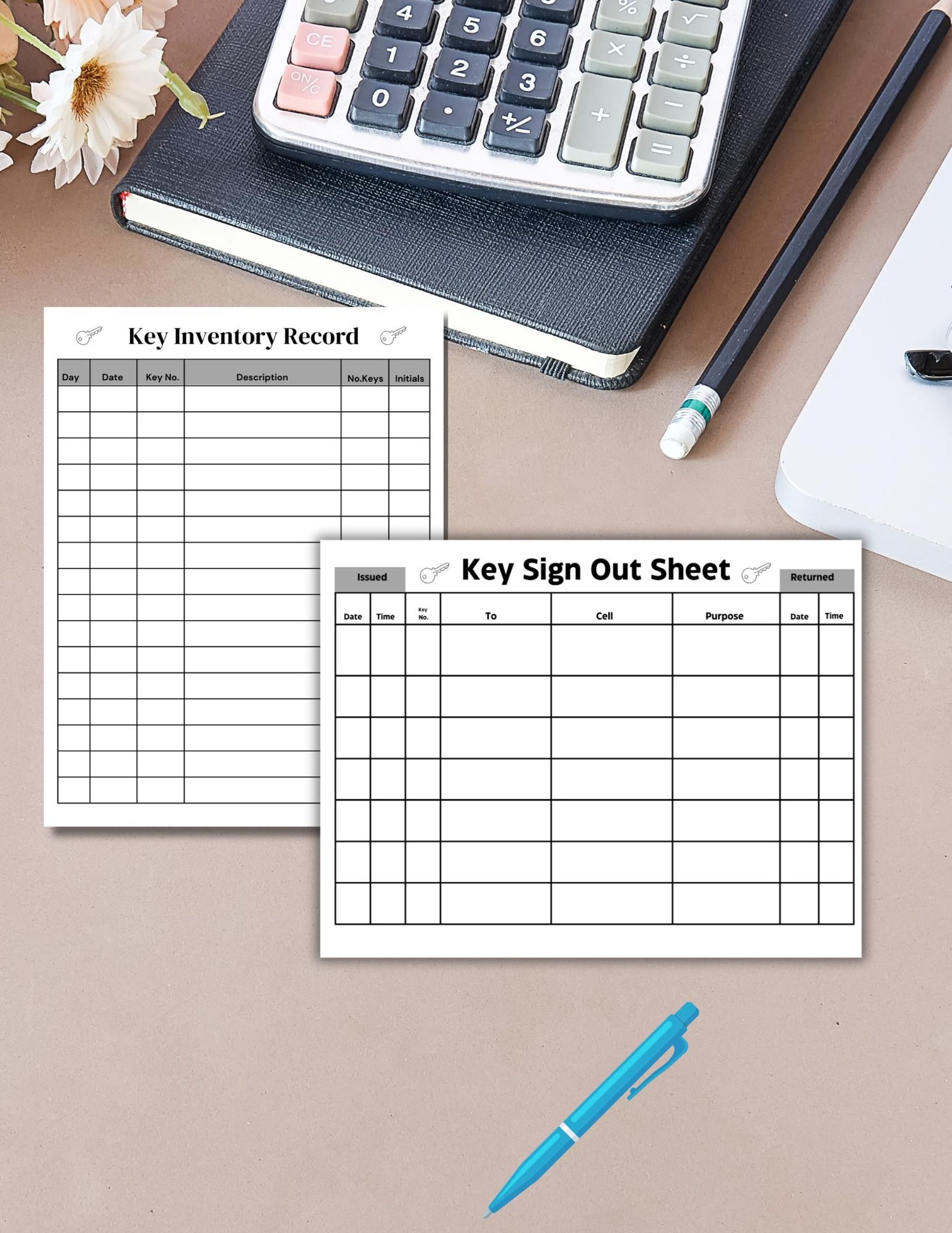 Key Sign Out Sheet & Master Key Log (PDF Download) - Etsy