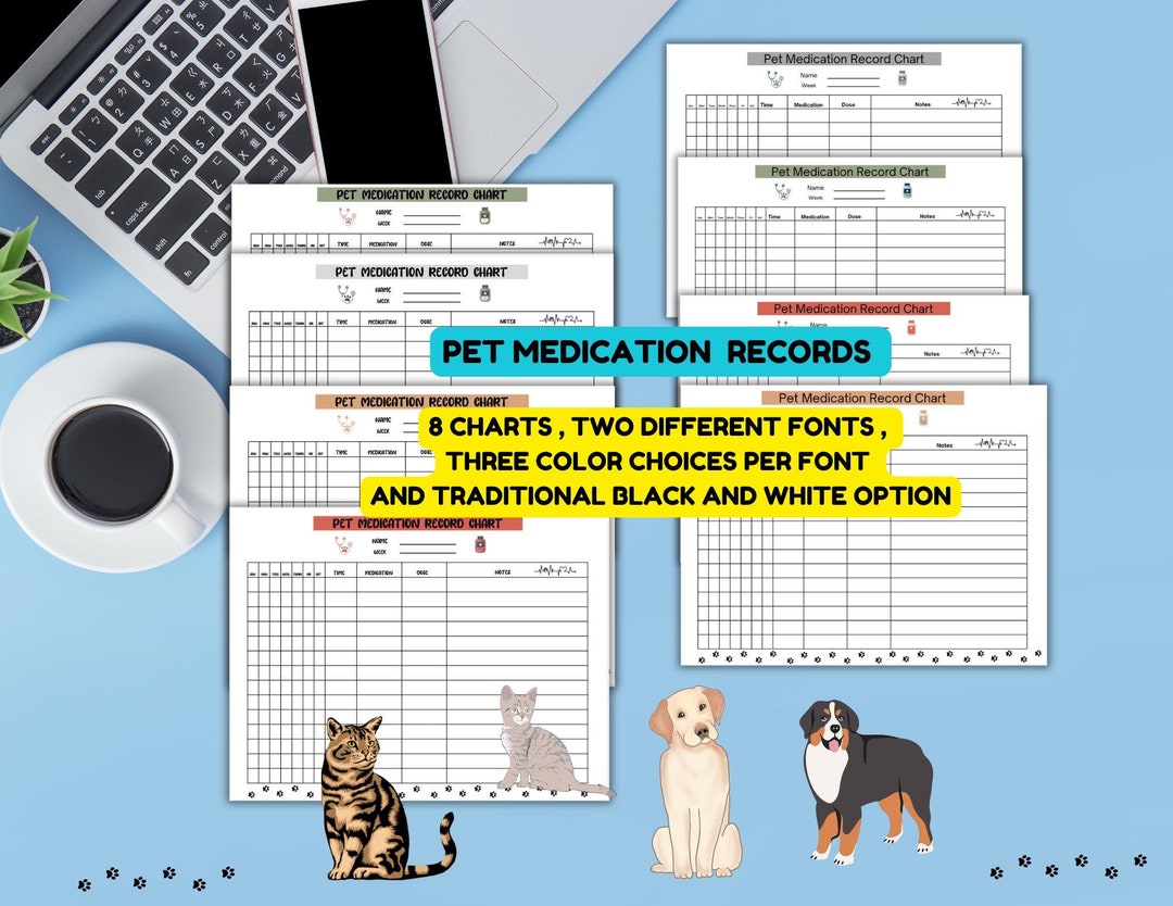 Pet Medication Log, Easy Pet Medication Log & Tracker for Happy ...