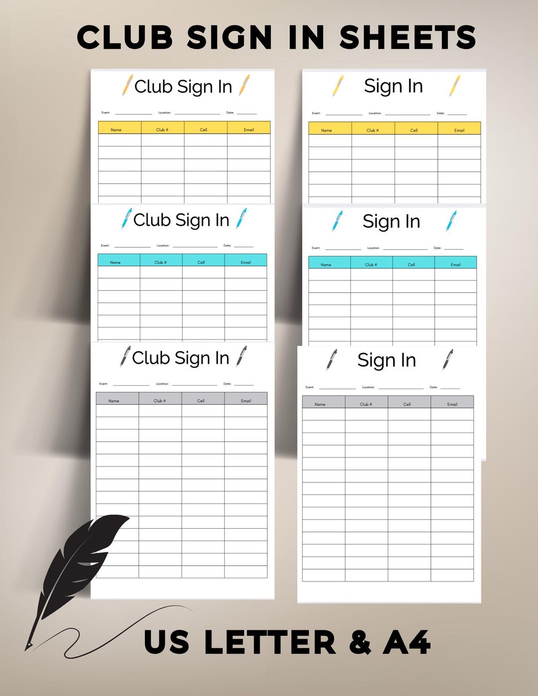 Club Sign-in Sheet: Printable Attendance Roster, Club Sign up Sheet ...