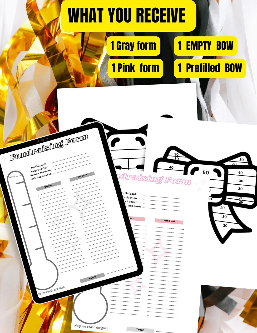 Cheerleading Fundraiser Template Bundle: Fill My Bow, Team Tracker ...