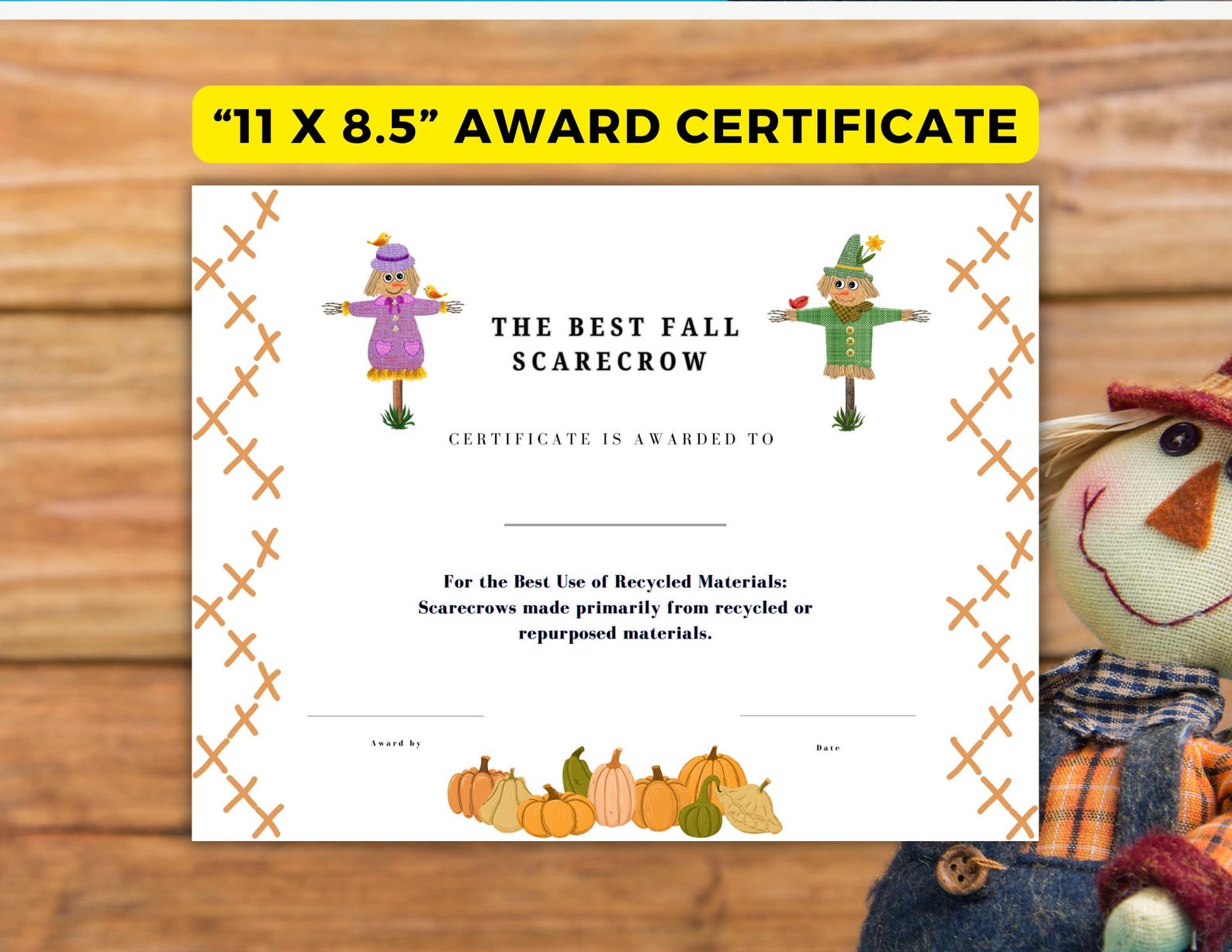 Scarecrow Awards Certificates, 20 Fall Contest Categories (pdf ...