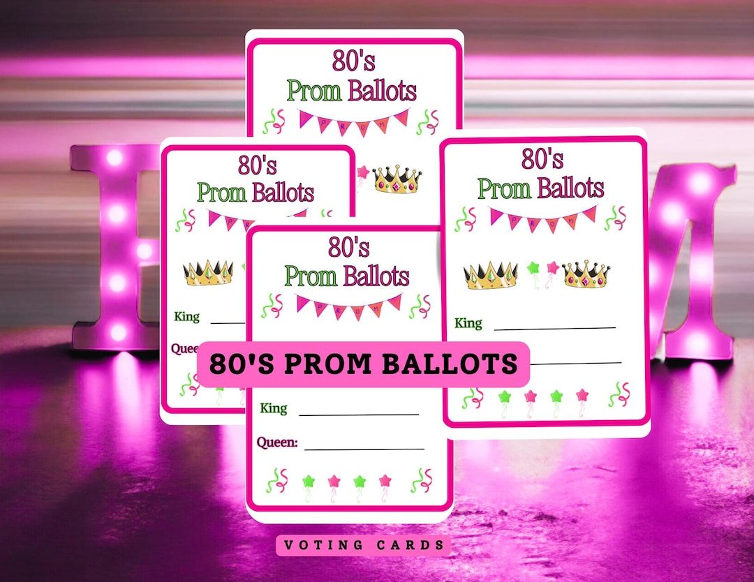 80's Prom King/queen of the Prom Ballots, Voting Ballots, Voting Cards ...