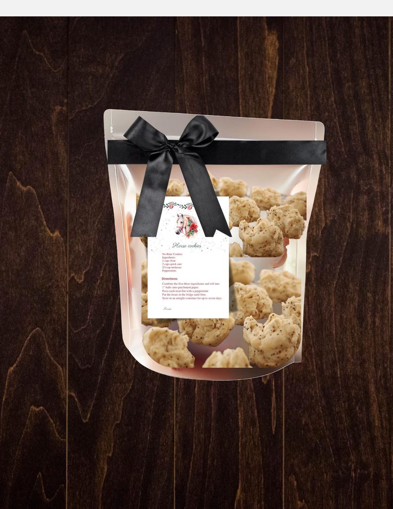 Horse Cookie Gift Tag, Christmas Treat Recipe Tag for Horse, Horseback ...