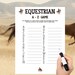 Equestrian A-Z Game,equestrian A-Z Party Game,equine Themed Fun ...