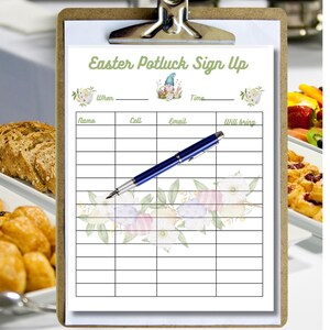 Printable Easter Potluck Sign up Sheet,easter Food Sign up Sheet ...