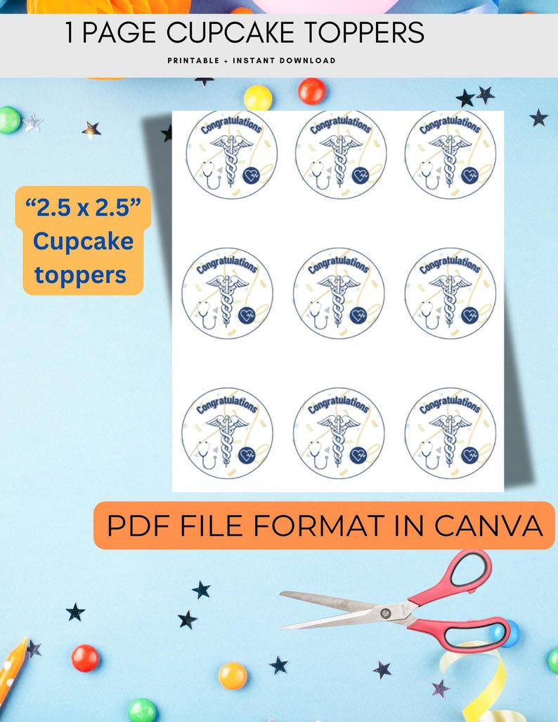 Medical Graduate Cupcake Topper, Congratulations Doctors , Nurses and ...