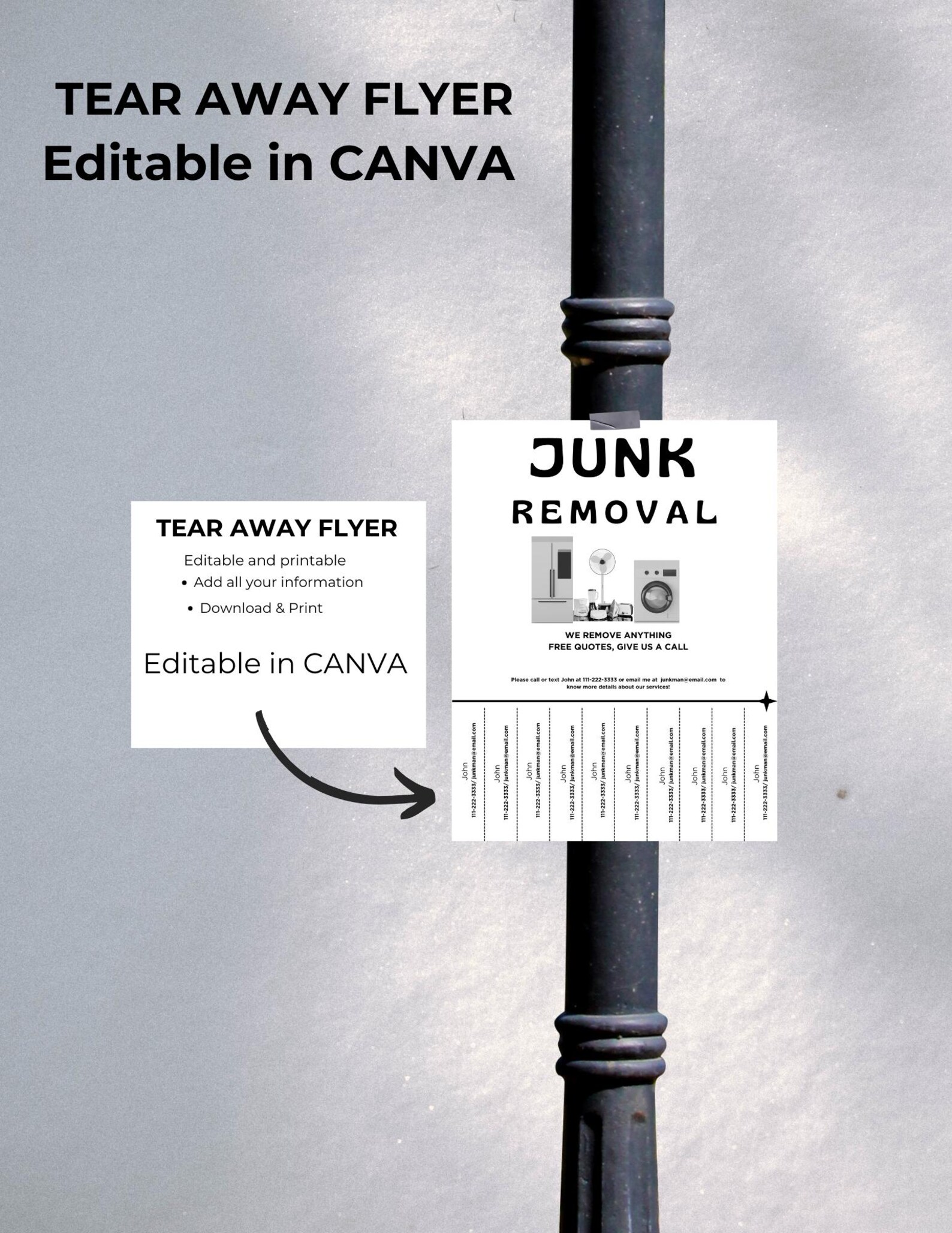 Editable Junk Removal Flyer Template: Clean Out Service Ad, Junk ...