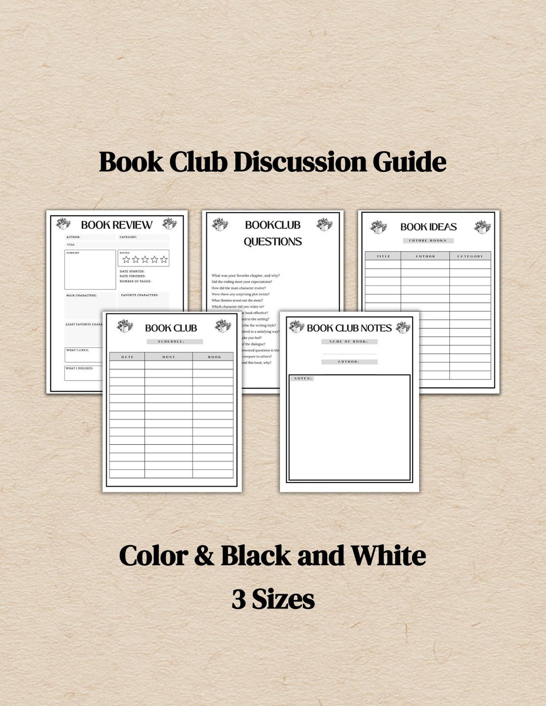 Book Club Discussion Guide Kit, Templates Kit for Bookclub, Bookclub ...