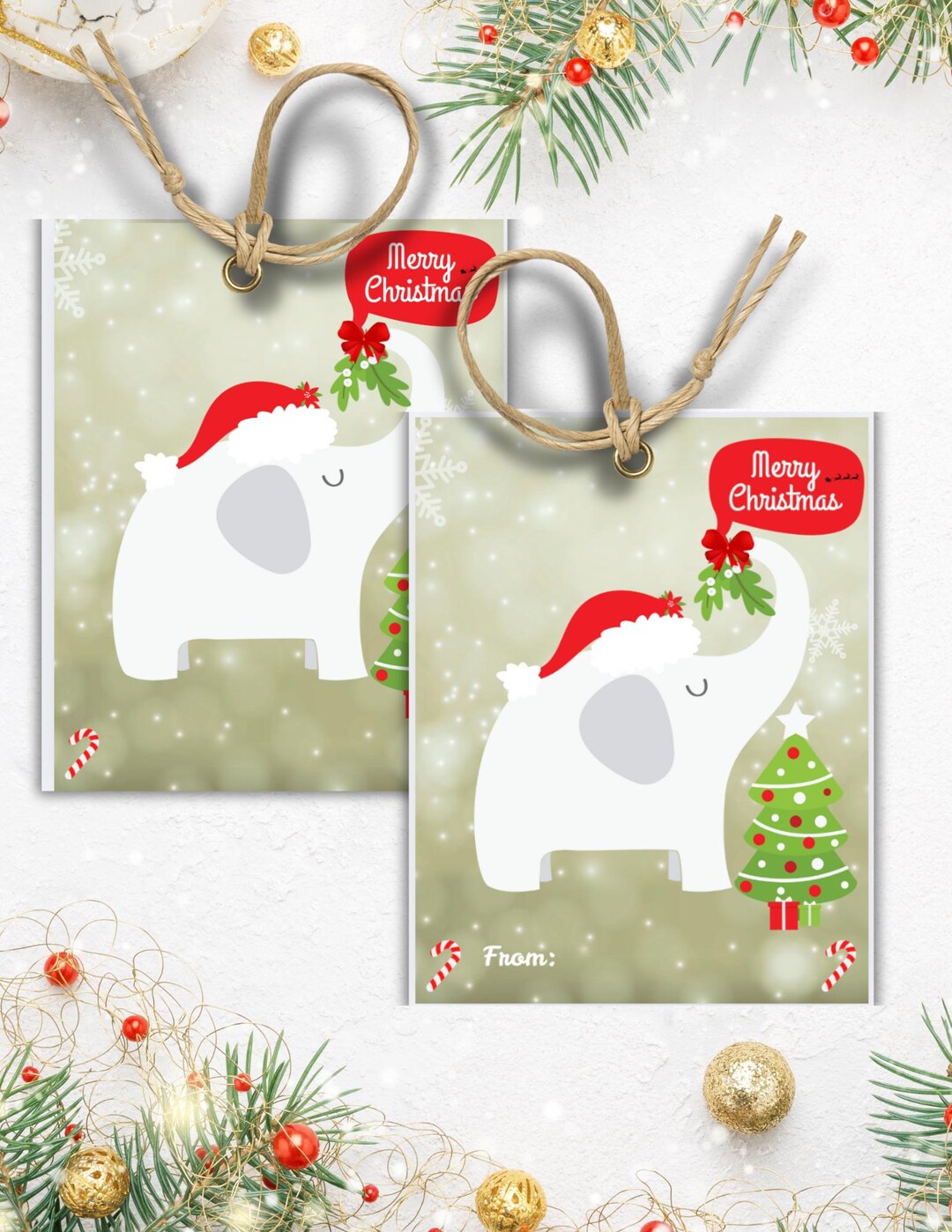 Elephant Christmas Gift Tag,printable Elephant Party Favor Tag ...