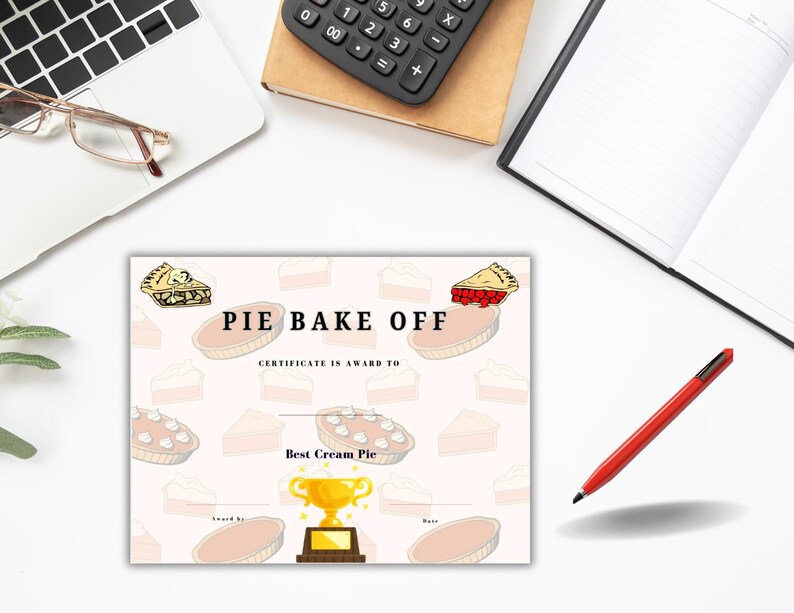 Pie Competition Awards Certificate Bundle,pie Contest Kit, Pie Baking ...