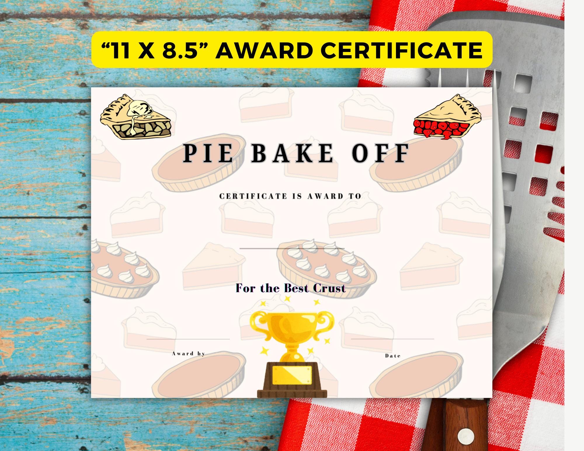 Pie Competition Awards Certificate Bundle,pie Contest Kit, Pie Baking ...