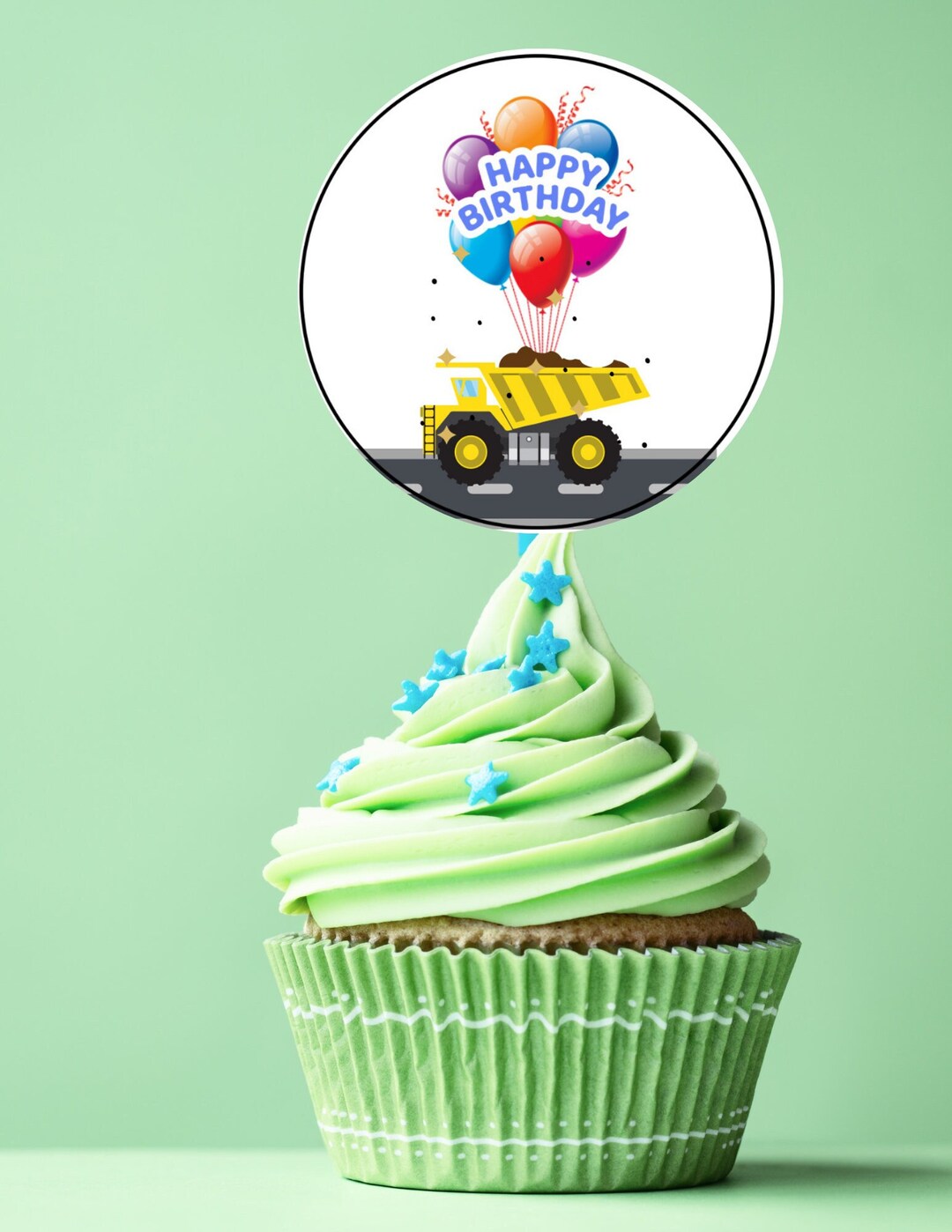 Dump Truck Birthday Cupcake Toppers,builder Theme Cupcake Toppers ...