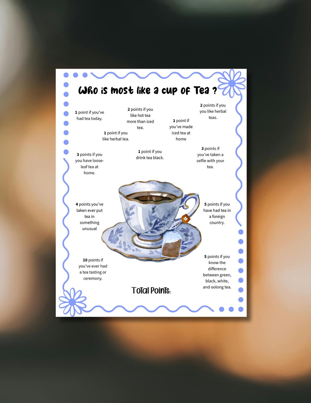 Who is Most Like a Cup of Tea? Tea Printable Game, Tea Party Game, Tea ...