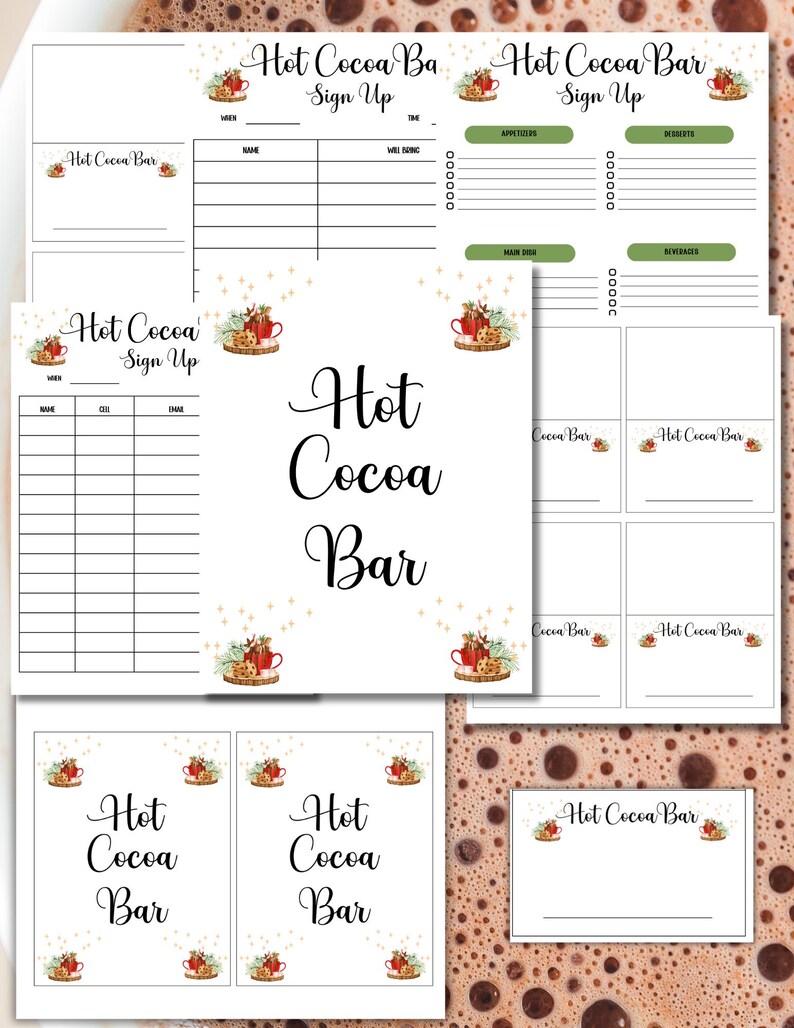 Hot Cocoa Bar Kit,printable Hot Chocolate Party, Ultimate Hot Cocoa Bar ...