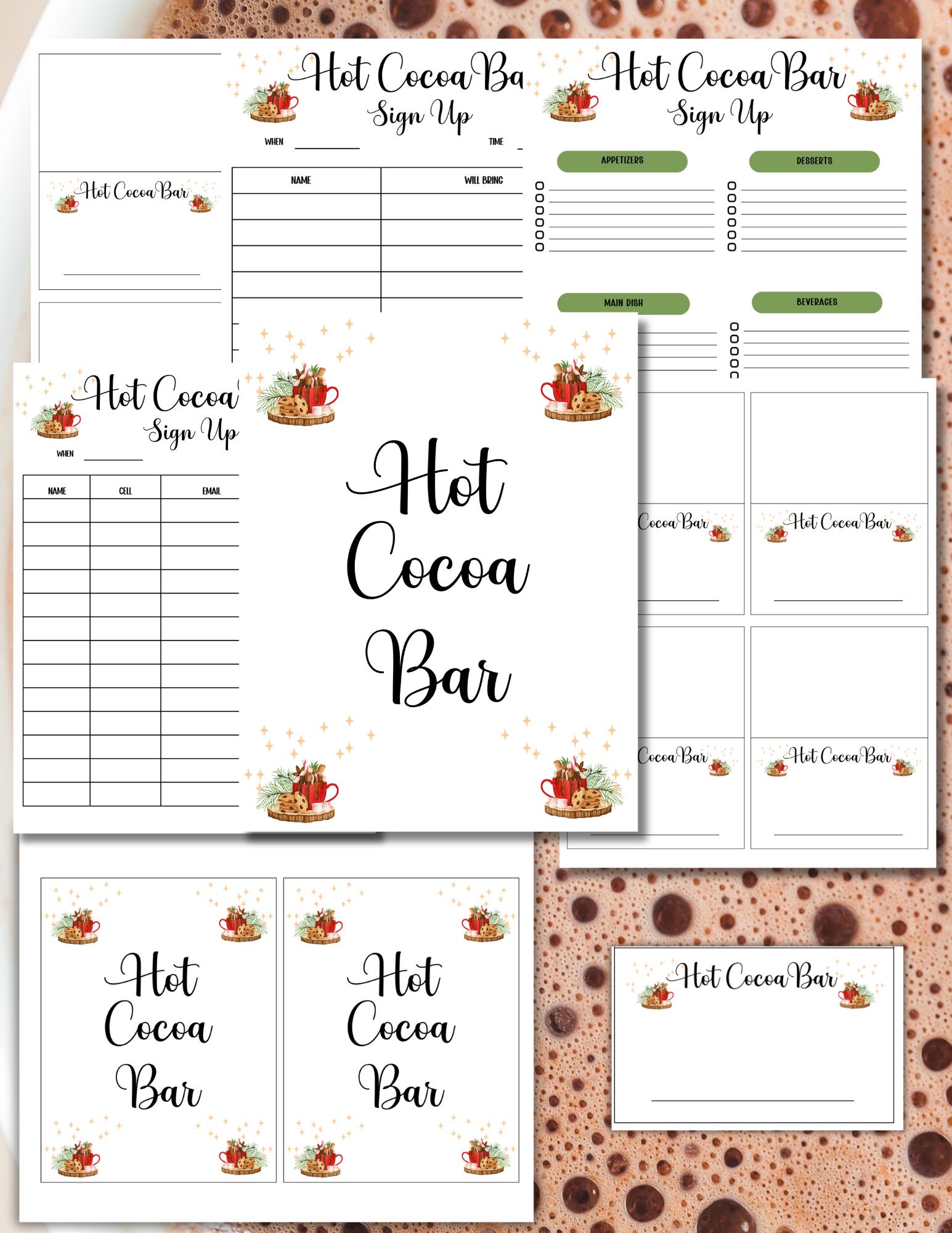 Hot Cocoa Bar Kit,printable Hot Chocolate Party, Ultimate Hot Cocoa Bar ...