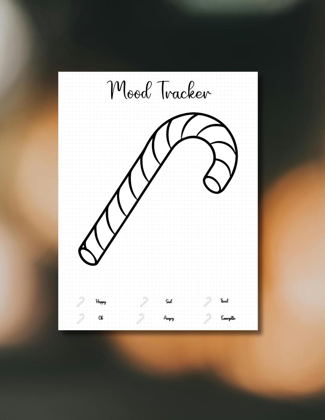 Candy Cane Mood Tracker,holiday Mood Chart, Wellness Log, Christmas ...