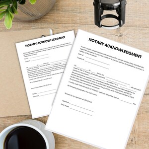 Notary Acknowledgment Form, Fillable Printable, Notary Form, Acknowledgment Template Form ...
