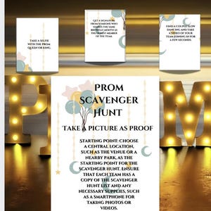 Printable Prom Scavenger Hunt Game for Teens (PDF) Teen Prom Scavenger ...