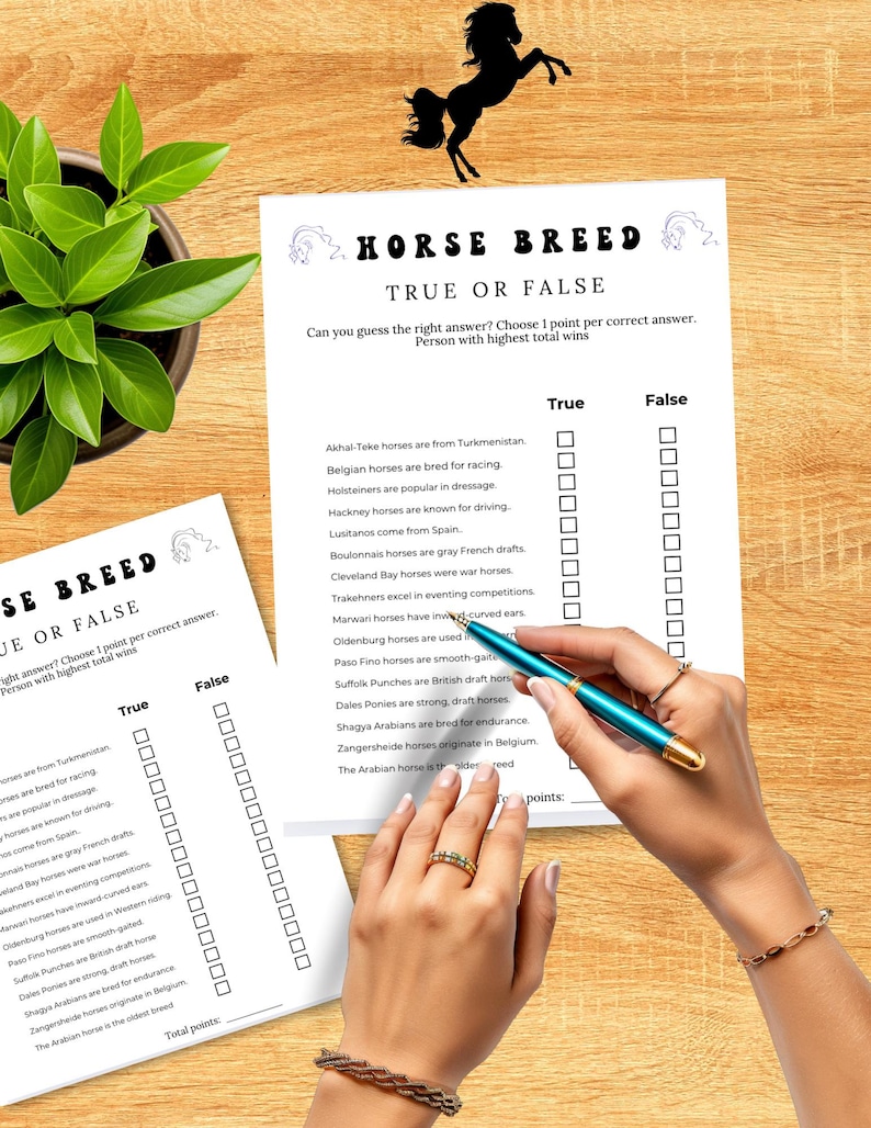 Horse Breed True or False Game,horse Breed Trivia Game, Equine Breeds ...