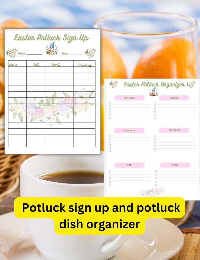 Printable Easter Potluck Sign up Sheet,easter Food Sign up Sheet ...