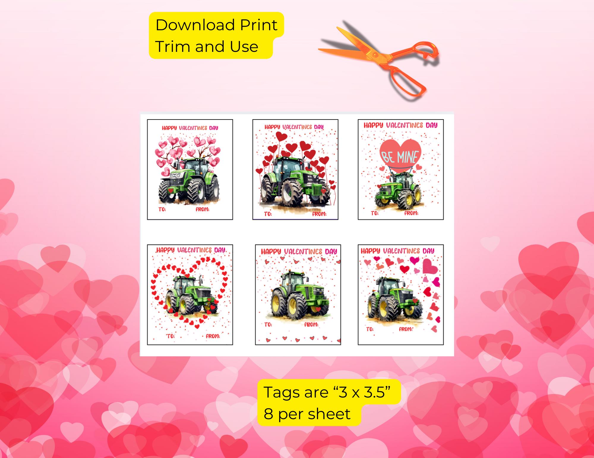Tractor Themed Valentine's Day Cards, Tractor School Valentines,green ...