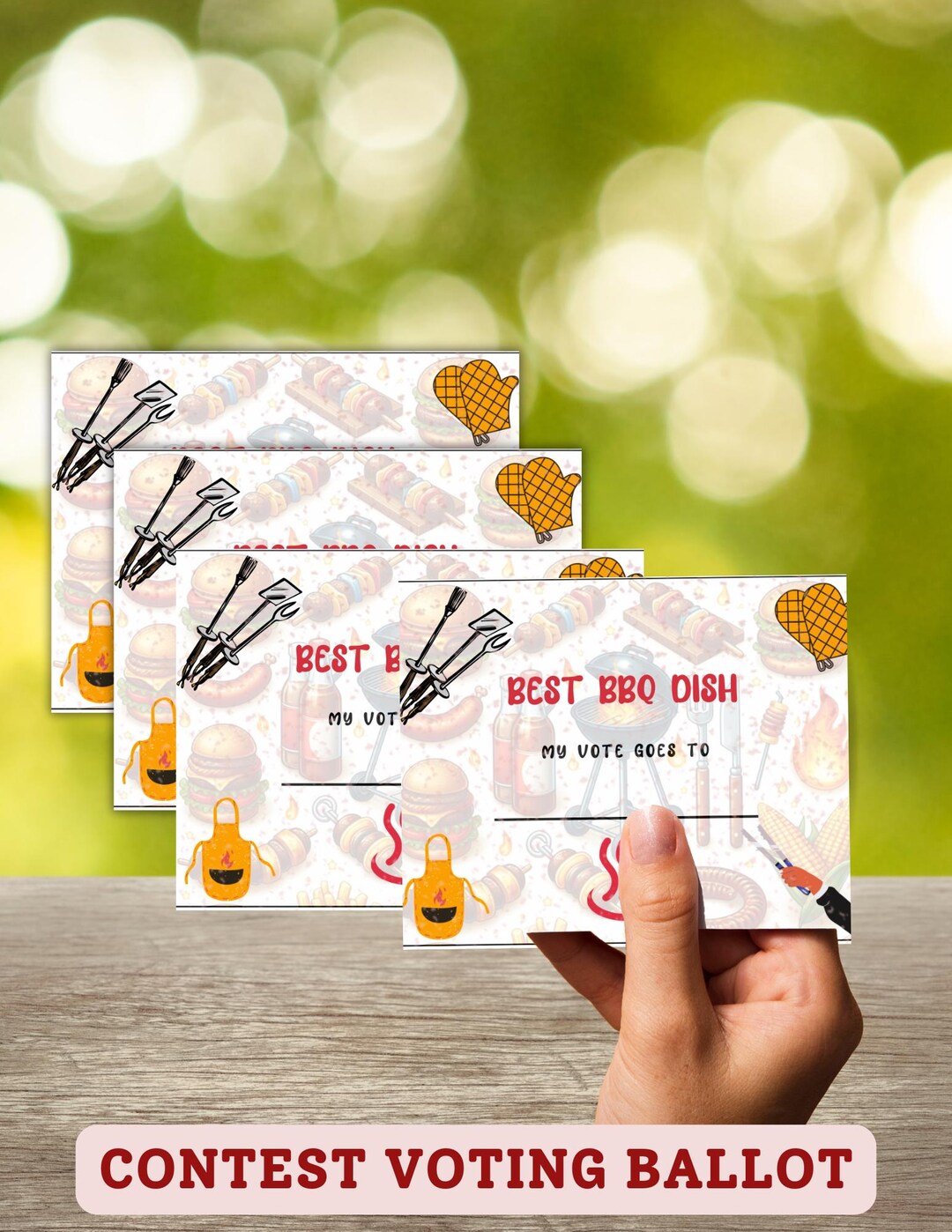 BBQ Cook-off Voting Ballots, Printable Contest Cards, BBQ Competition ...