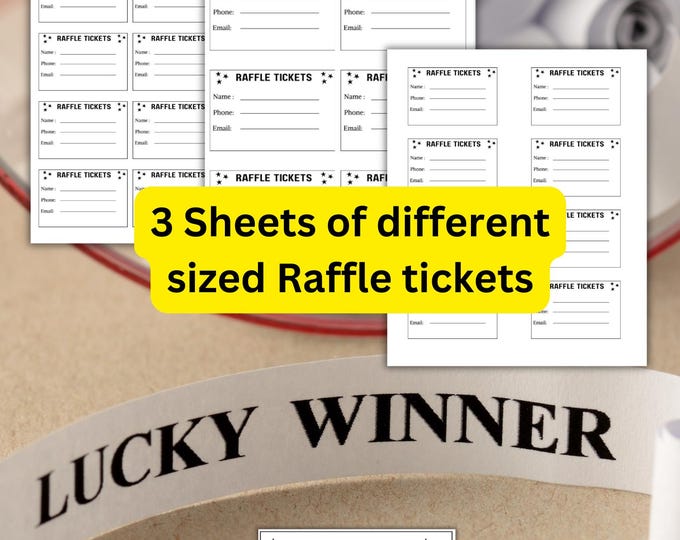 Raffle Ticket Fundraiser, Printed Raffle Tickets, Editable Raffle ...