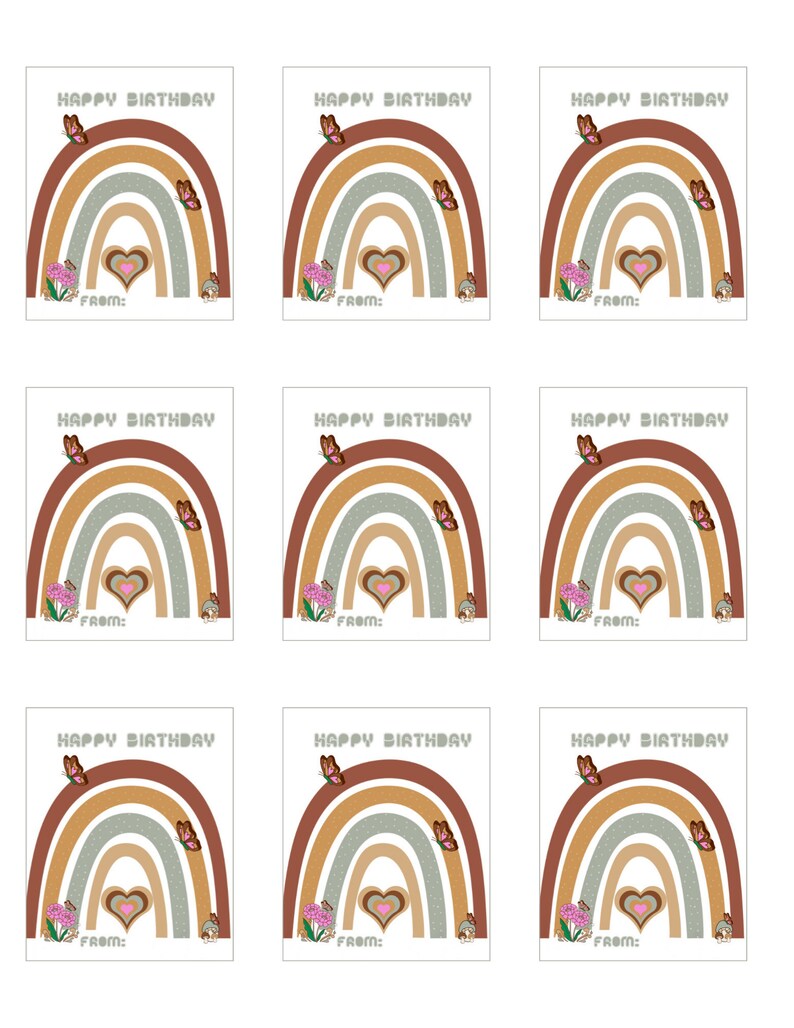 Retro Rainbow Happy Birthday Tag for Gifts and Goodies - Etsy