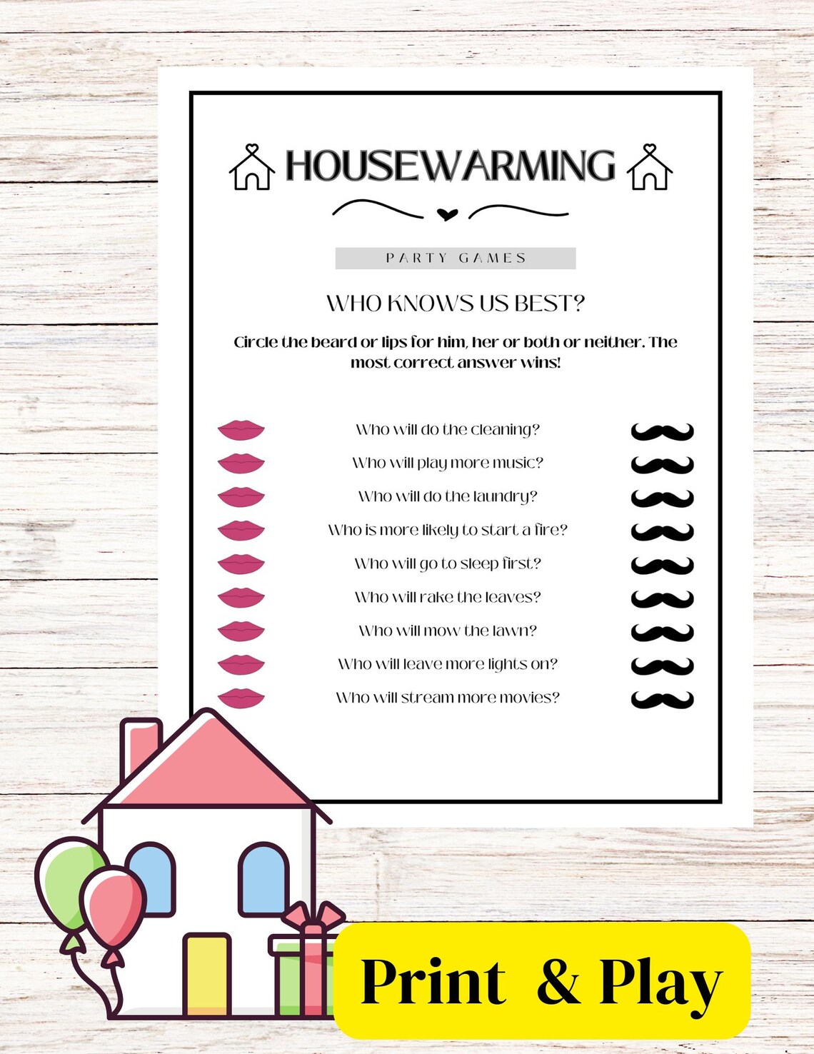 Housewarming Party Games Bundle: New Home Games (PDF Printable), New ...