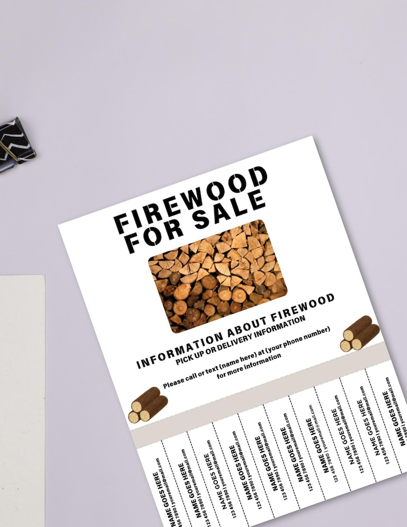 Firewood for Sale Poster Tear off Advertisement Flyer,self Customizable ...