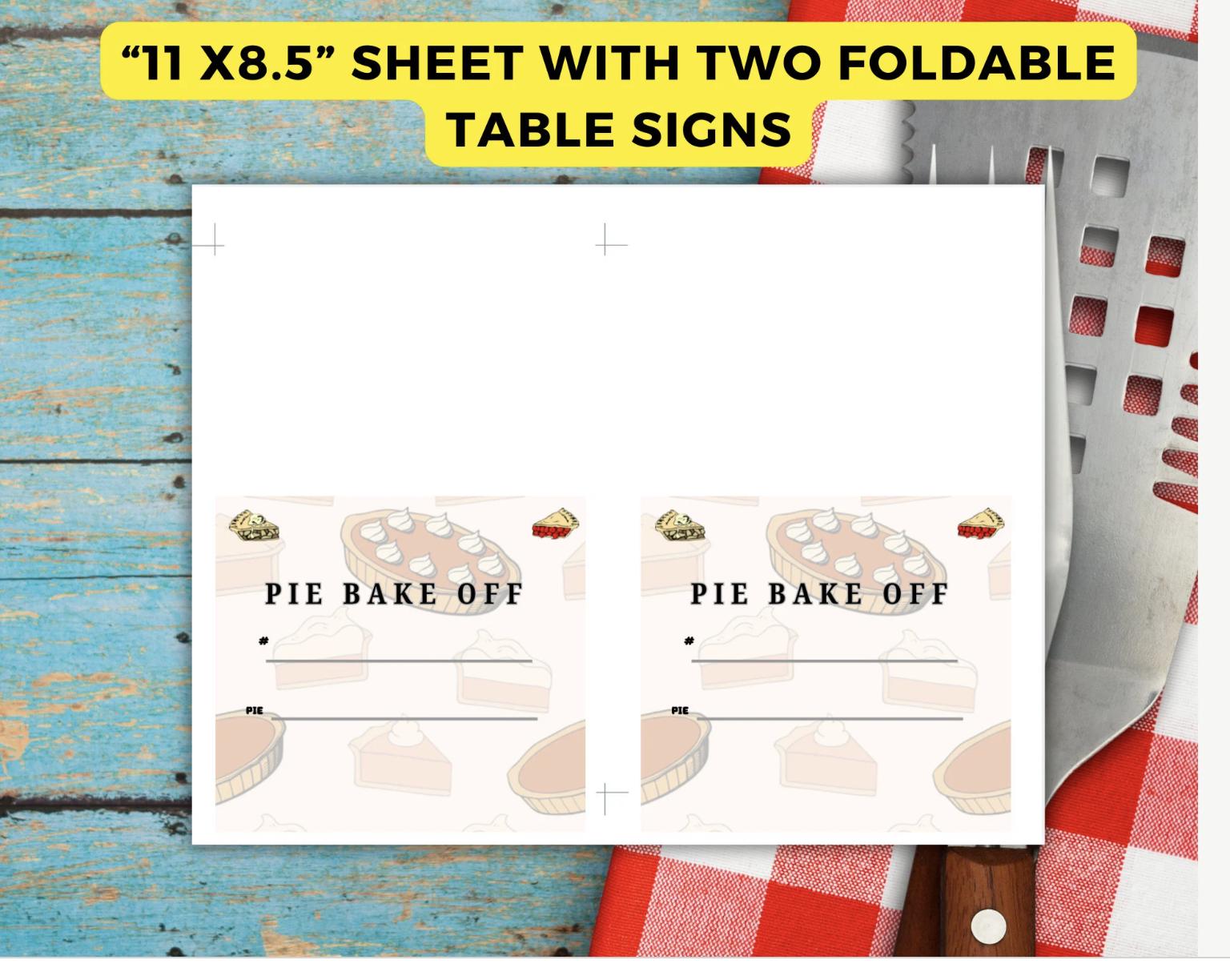 Pie Bake off Table Markers, Pie Baking Contest, Contestant Numbers ...
