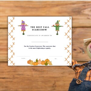 Scarecrow Awards Certificates, 20 Fall Contest Categories (pdf ...