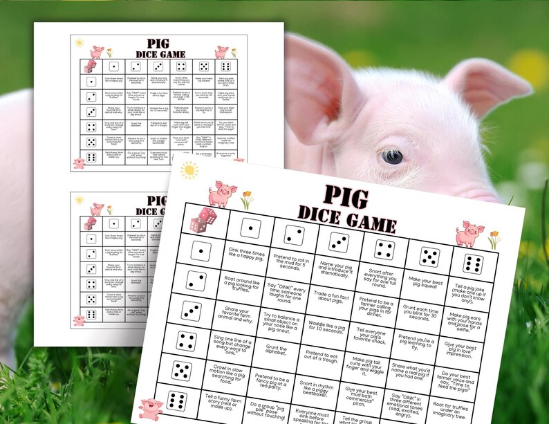 Pig Dice Game, Pig Themed Party Game,funny Farm Party Game, Barnyard ...