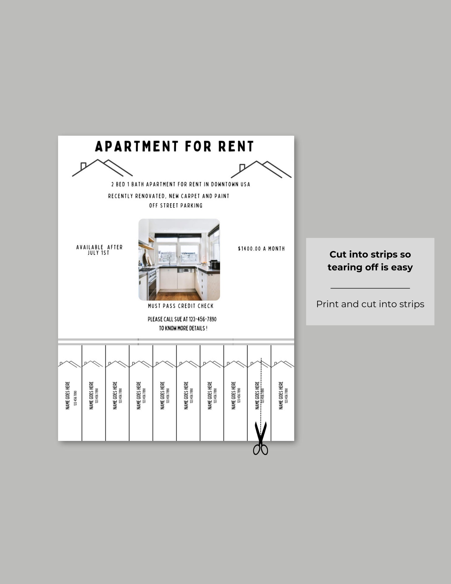 Apartment for Rent Flyer Template,tear-off Contact Info, Apartment ...