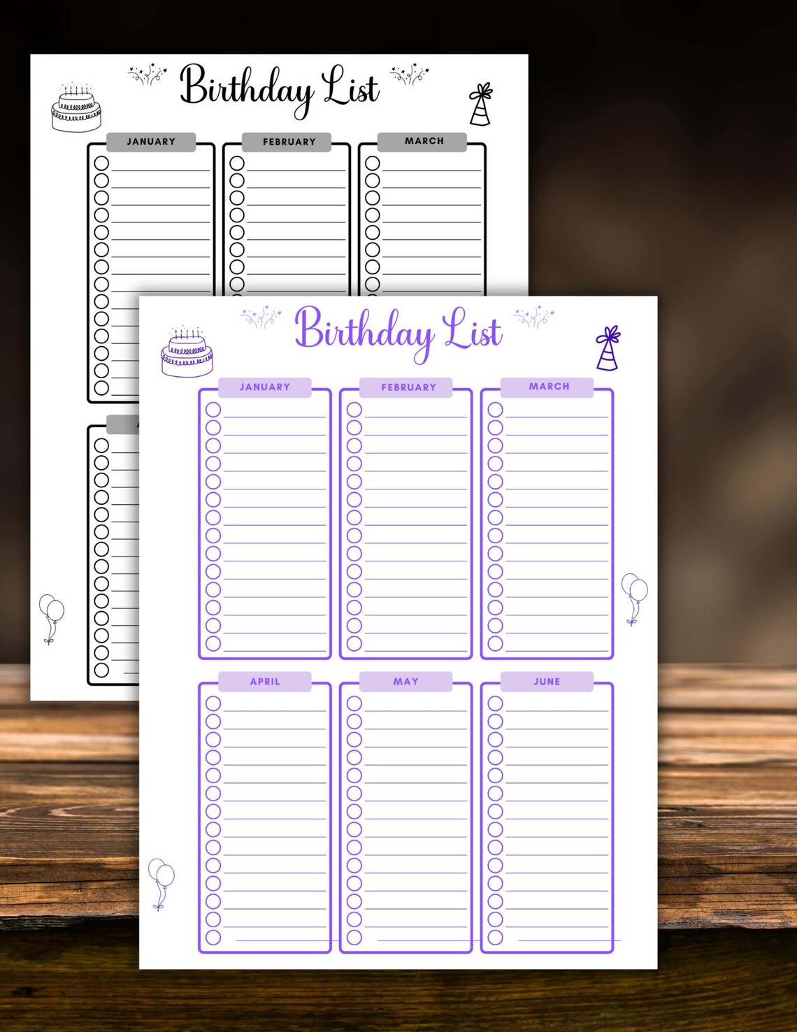 Printable Birthday Tracker: Undated Monthly Planner, Birthday Organizer ...