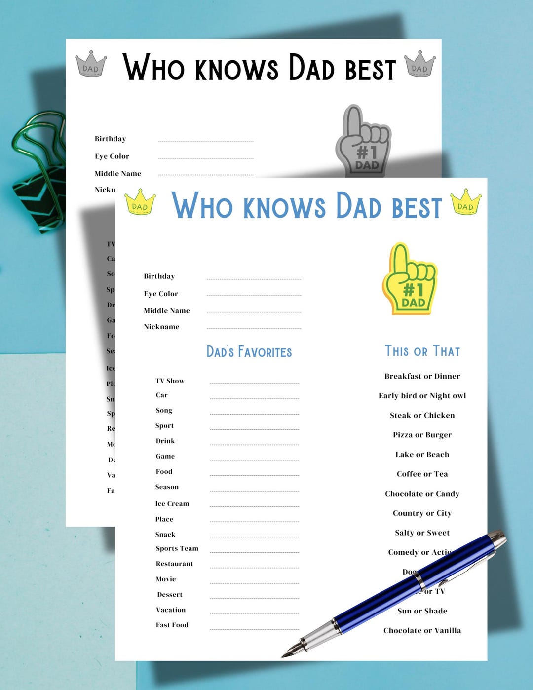 Who Knows Dad Best,dad's Favorite Things Survey,printable Father's Day ...