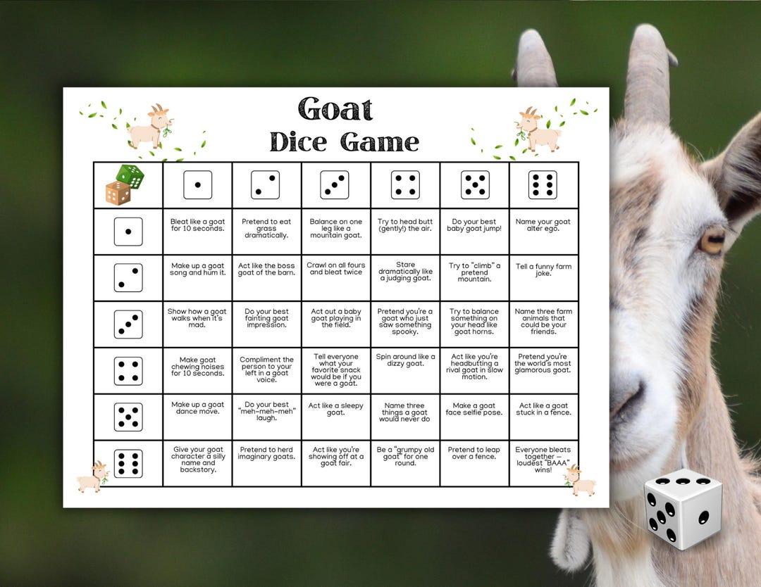 Goat Dice Game,funny Farm Party Game, Barnyard Icebreaker, Family or ...