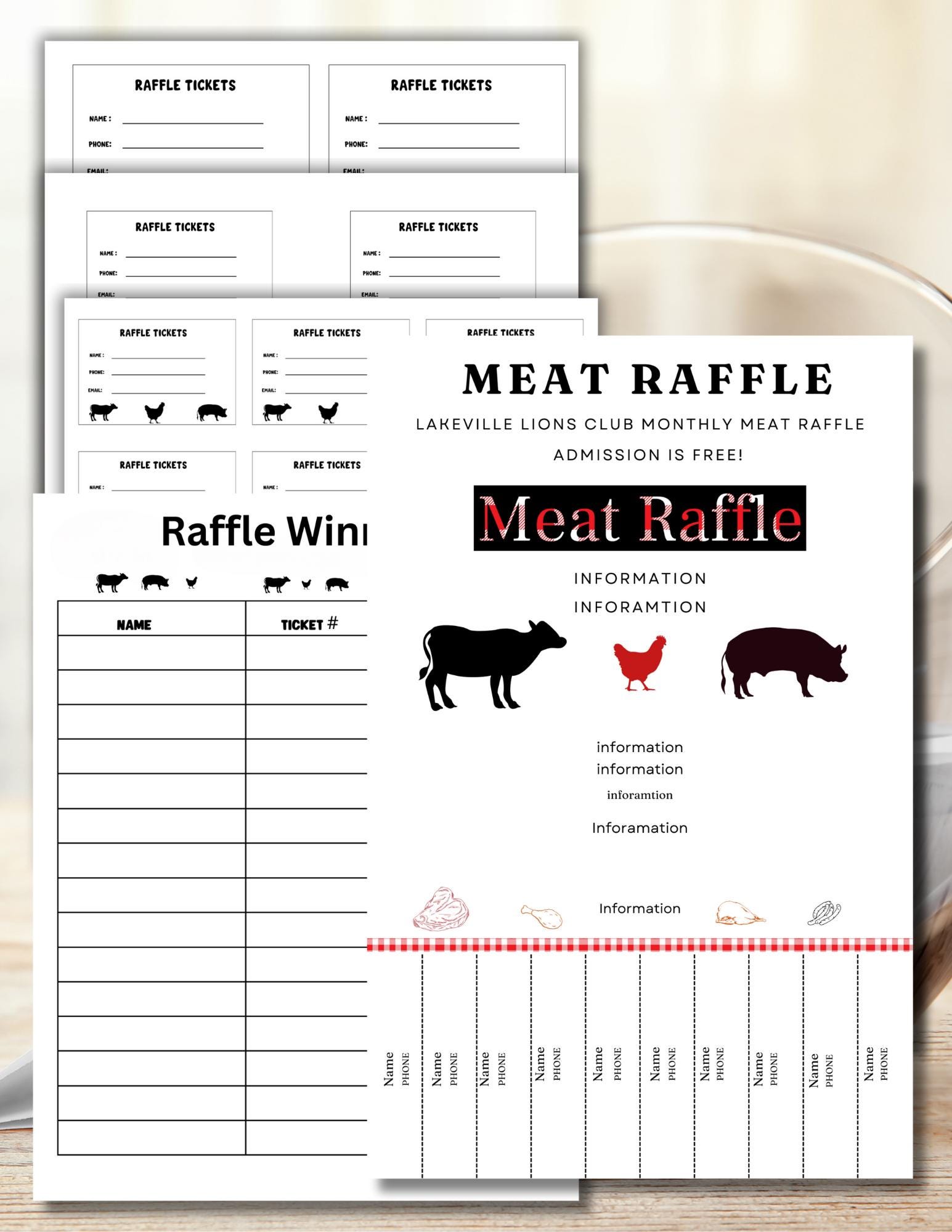 Meat Raffle Fundraiser Bundle:meat Raffle Fundraiser Kit,tickets, Flyer ...