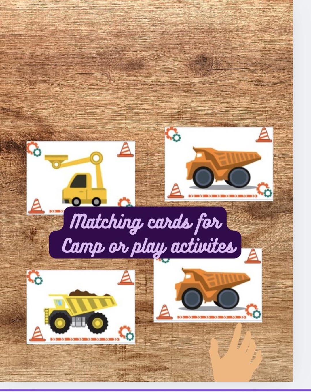 Construction Themed Matching Memory Game for Preschooler Obsessed With ...