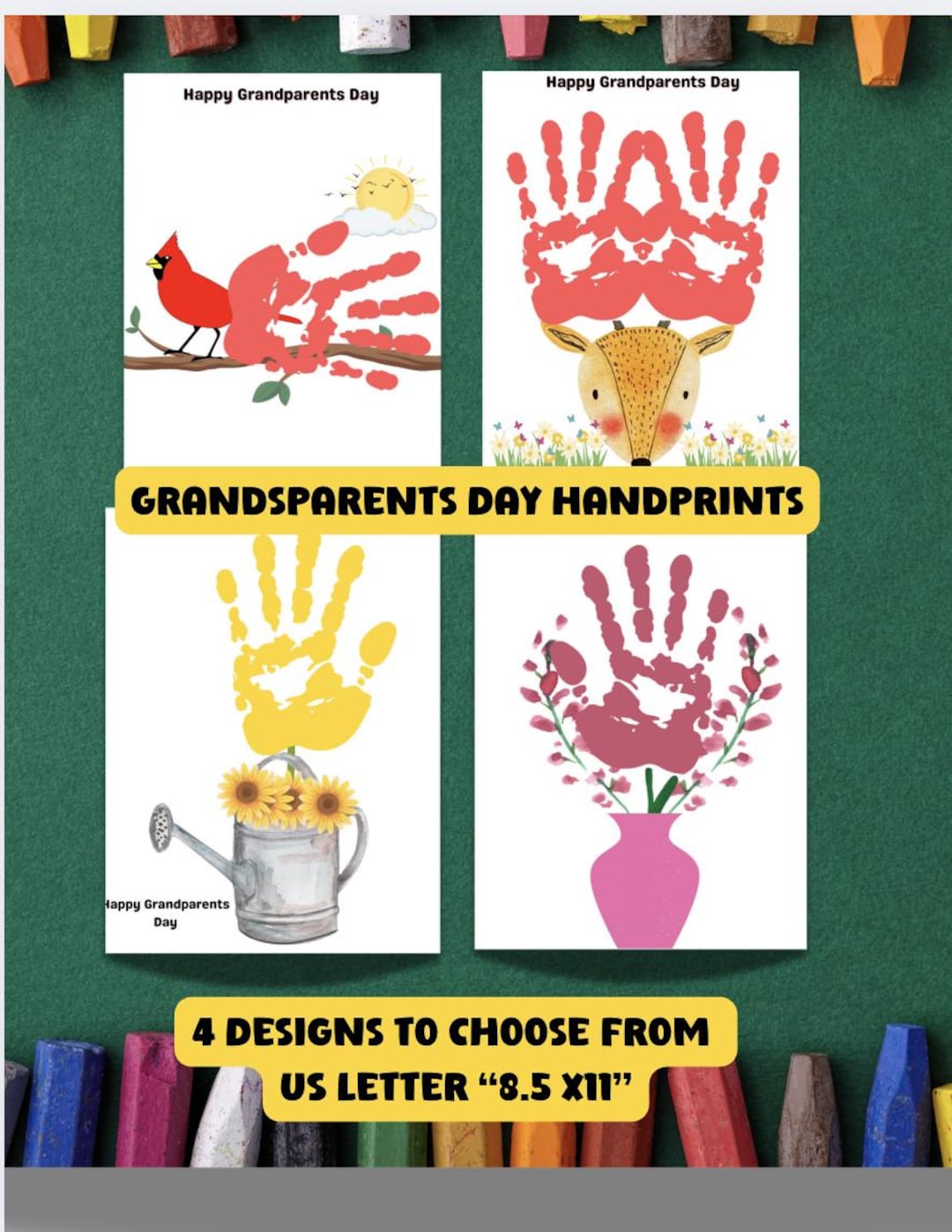 Grandparents Day Handprint Art Craft Bundle, Grandkid Handprint Gift ...