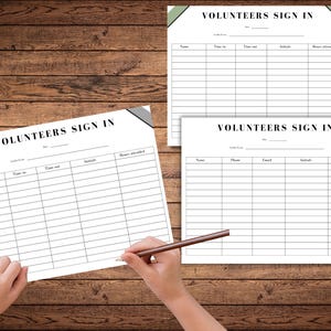 Volunteer Sign-in Sheet,printable Sign-up Form,volunteer Registration ...