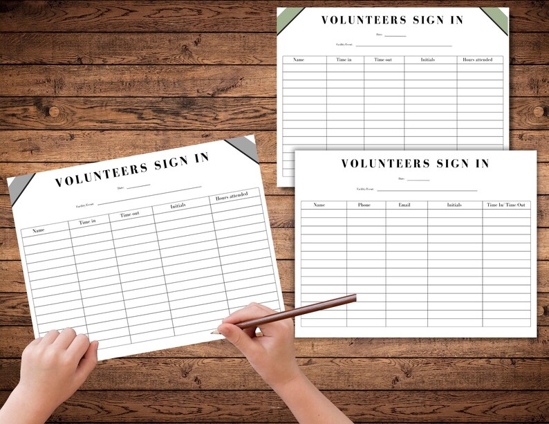 Volunteer Sign-in Sheet,printable Sign-up Form,volunteer Registration ...