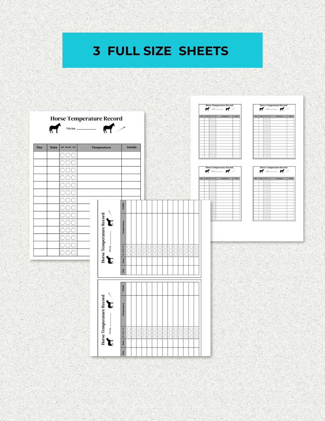 Printable Horse Temperature Chart, Health Tracker,equine Temperature ...
