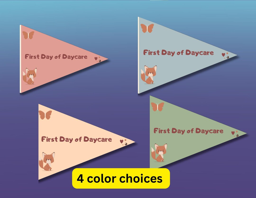 Boho Fox First Day of Daycare Photo Prop Flags (PDF Download) - Etsy