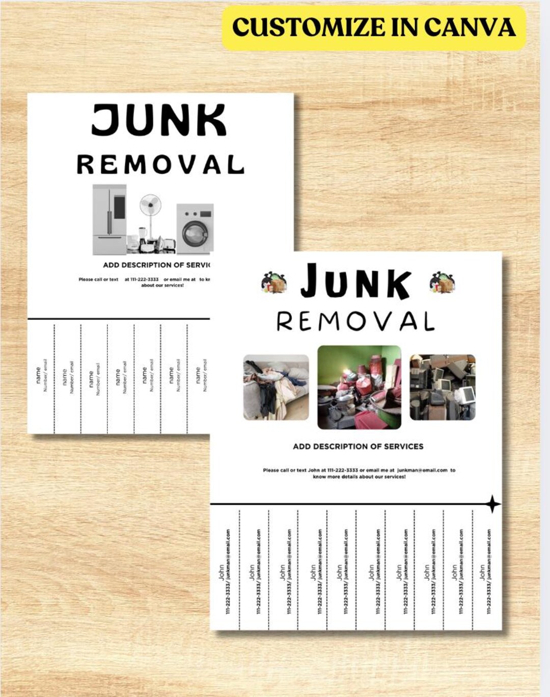 Editable Junk Removal Services Ad Tear off Flyer/poster, Junk Removal ...