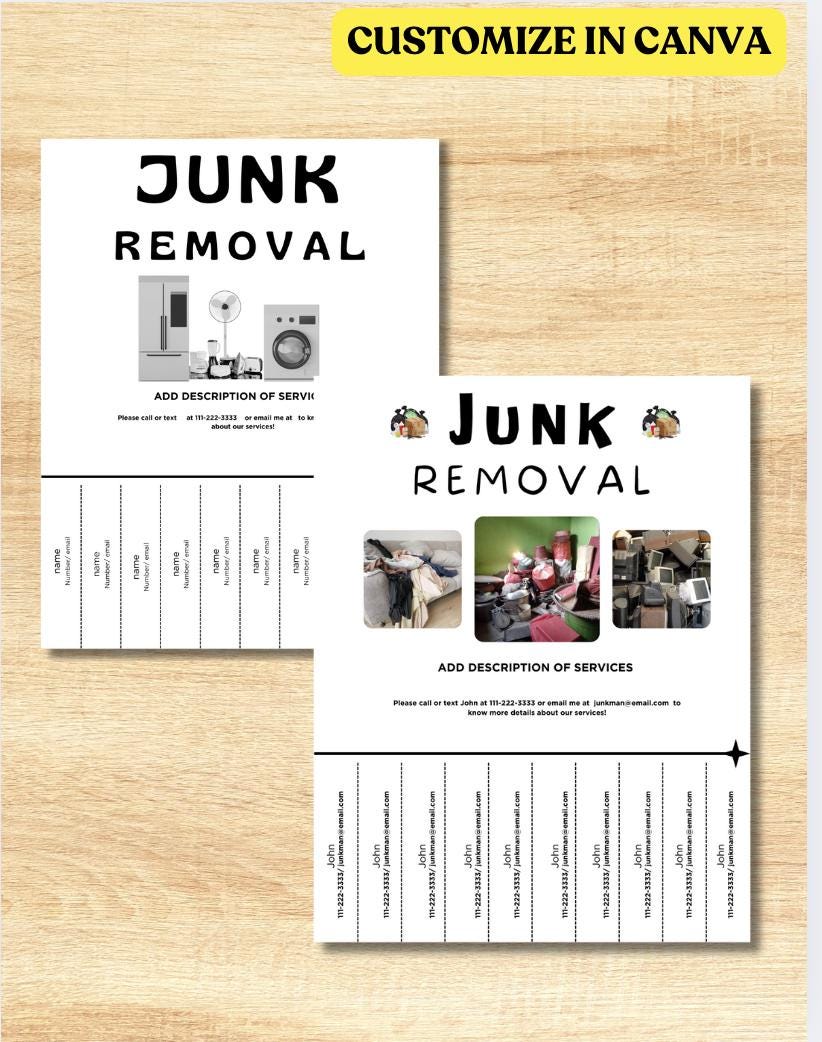 Editable Junk Removal Flyer Template: Clean Out Service Ad, Junk ...