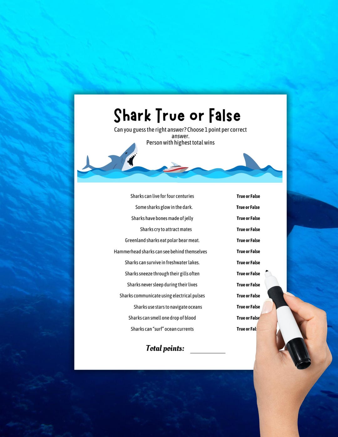 Shark True or False Trivia Game,shark Quiz, Shark Activity for Kids and ...